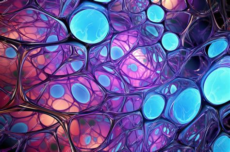 Premium Photo Illustration Of Cellular Structures With Vibrant Energy Microscopic View Of