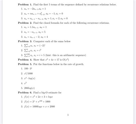 Solved Problem 1 Find The First 5 Terms Of The Sequence