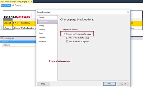 Insert Page Breaks In Ssrs Report