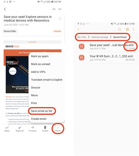 Save Message As File In Samsung Email
