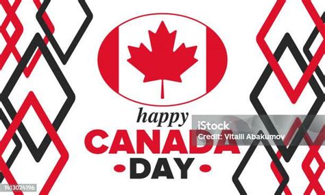 해피 캐나다의 날 7 월 1 일 연례 를 기념하는 국경일 캐나다 국기입니다 단풍 잎 애국심과 요소 포스터 카드 배너 및 배경 벡터 일러스트레이션 7월에 대한 스톡 벡터 아트