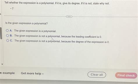 solved tell whether the expression is a polynomial if it