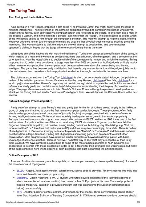 Pdf Artificial Intelligence The Turing Test Dokumen Tips