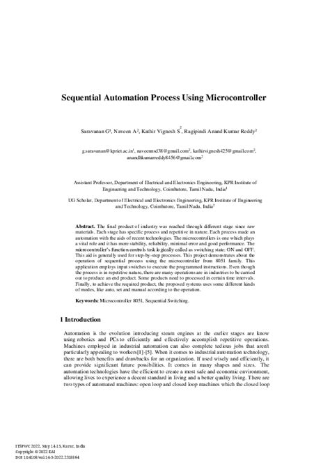 Pdf Sequential Automation Process Using Microcontroller