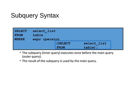 Using Subqueries To Solve Queries Ppt