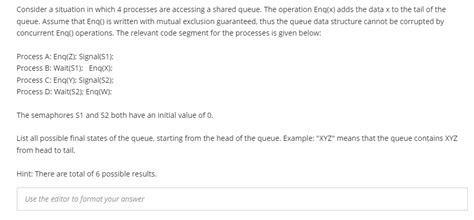 Solved Consider A Situation In Which 4 Processes Are
