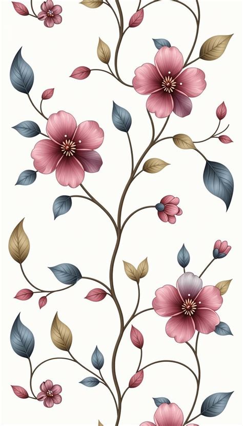 Free Printable Pattern Delicate Pastel Floral Vines Floral Vine