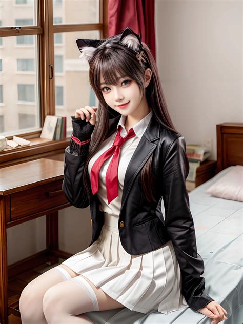 침대 위에 제복을 입은 여자가 앉아 있다 Seaart Ai
