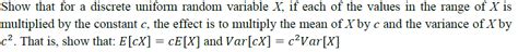 Solved Show That For A Discrete Uniform Random Variable X