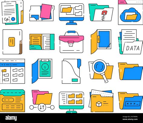Folder Document Business File Icons Set Vector Stock Vector Image And Art Alamy