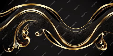 Черно золотой фон с золотым и черным дизайном Премиум Фото