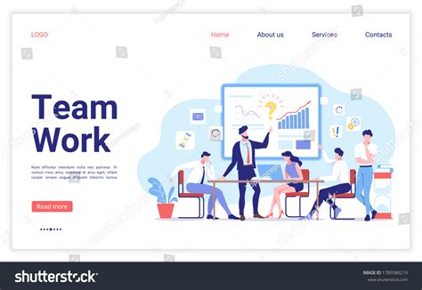 팀워크 디자인의 랜딩 페이지 템플릿 팀에서 스톡 일러스트 1789586219