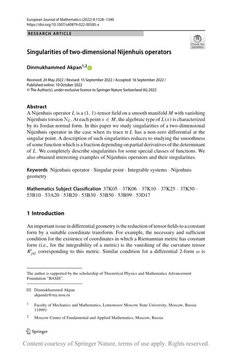 Singularities Of Two Dimensional Nijenhuis Operators Request Pdf