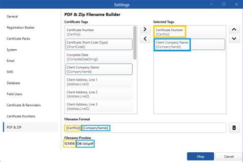 Setting Up Default File Names Clik Cert Clik