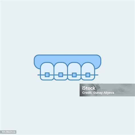 치아 교정기 2 컬러 라인 아이콘입니다 간단한 색된 요소 그림입니다 개요 기호 디자인 치과 세트에서 개념에 대한 스톡 벡터 아트