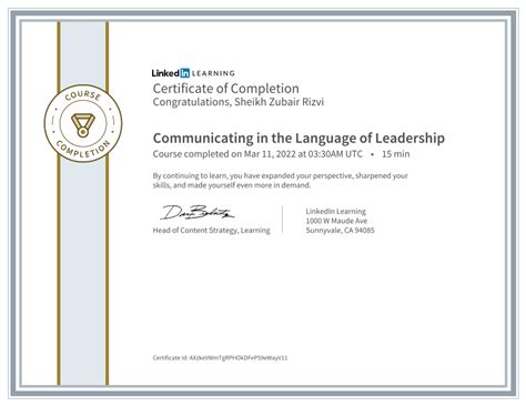 Zubair Rizvi On Linkedin Certificate Of Completion
