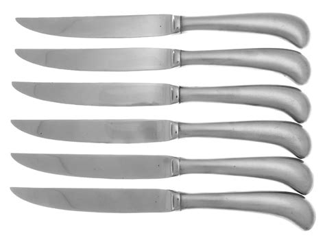 Stainless Flatware Individual Pistol Handle Steak Knife Set Of 6 By