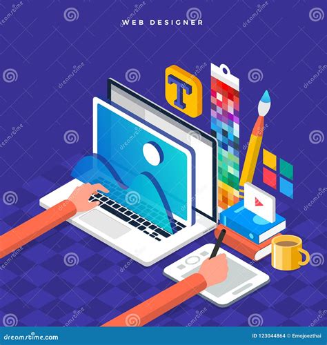 Isometric Flat Design Concept Web Designer Vector Illustration Stock Vector Illustration Of