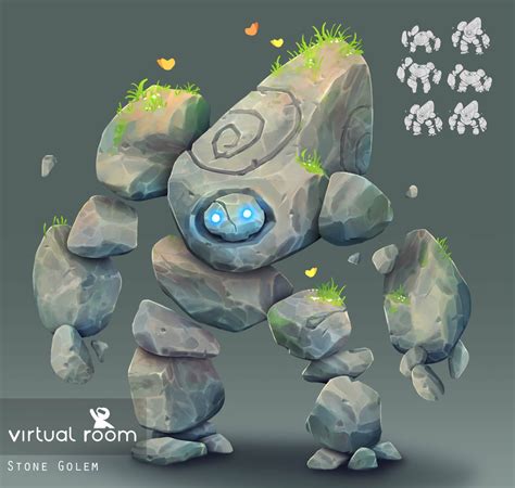Stone Golem Virtual Room Kevin Macio Fantasy Kreaturen Fantasie
