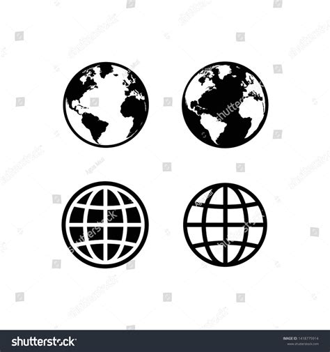Globe Icon Symbol Set Web Icon Stock Vector Royalty Free 1418775914