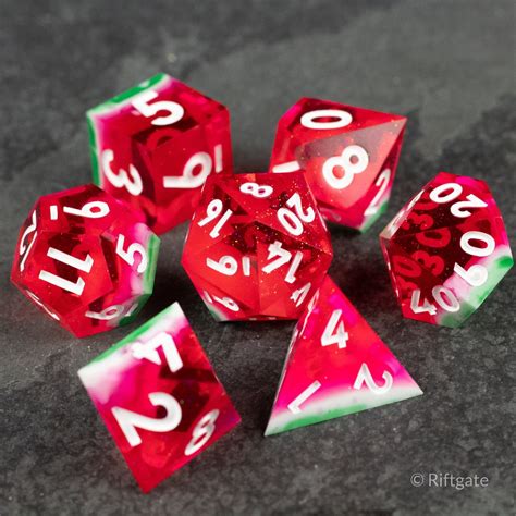 Watermelon Dnd Dice Set Cute Sharp Edge Dice For Dandd Dice For