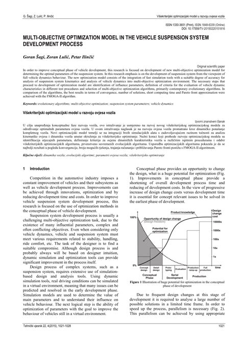 Pdf Multi Objective Optimization Model In The Vehicle Suspension System Development Process