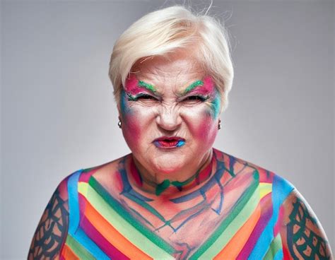 Premium Photo Modern Art Studio Portrait With Geometric Patterns And Body Paint For Gender