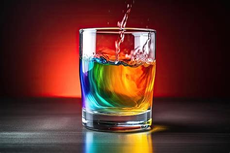 Premium Ai Image A Glass Of Liquid With Rainbow Colors Being Poured Into It