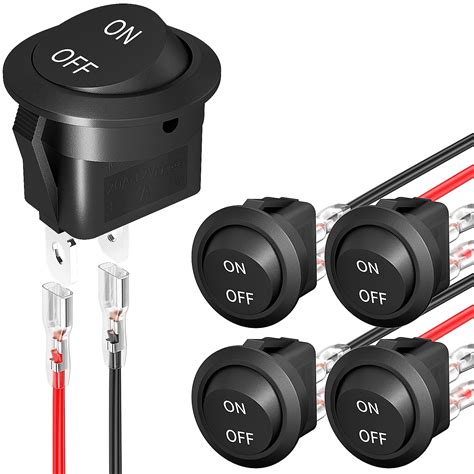 Daiertek 원형 라커 Led 스위치 4개 세트 12v 자동차 트럭용 스위치 자동차 액세서리 와이어 포함 핸드폰닷컴