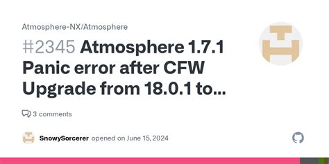 Atmosphere 171 Panic Error After Cfw Upgrade From 1801 To 1810