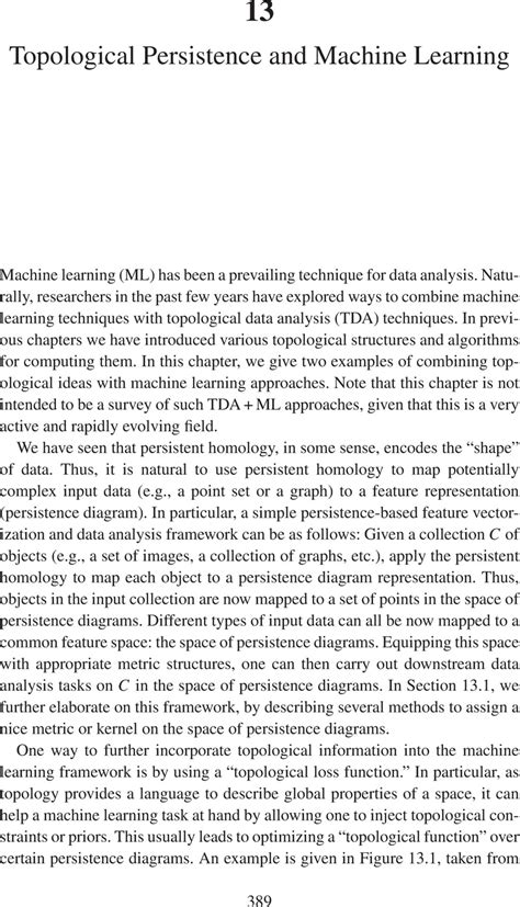 Topological Persistence And Machine Learning Chapter 13 Computational Topology For Data Analysis