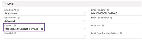 using email to field in document action opero documents knowledge base and documentation