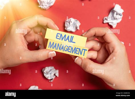 Sign Displaying Email Management Word Written On Systematic Tactic In