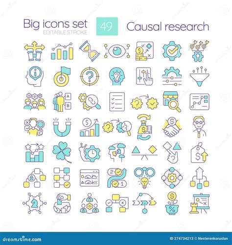Causal Research Rgb Color Icons Set Stock Vector Illustration Of Cartoon Stroke 274734213