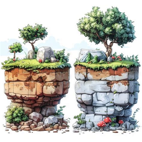 Diverse Set Of 2d Platformer Assets Premium Ai Generated Image