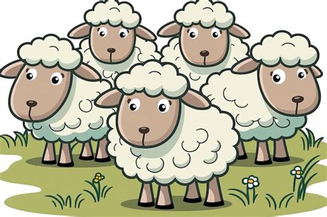 Flock Of Sheep Grazing On A Lush Green Pasture Generative Ai Premium