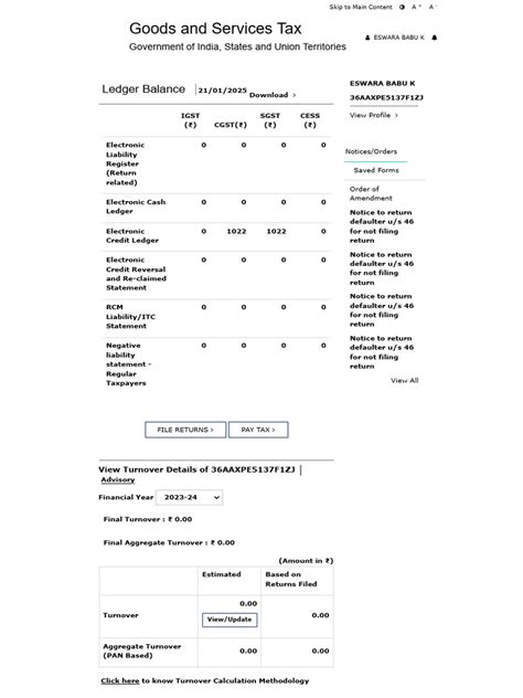 Goods And Services Tax Gst User Dashboardhgjj Pdf Public Finance Payments