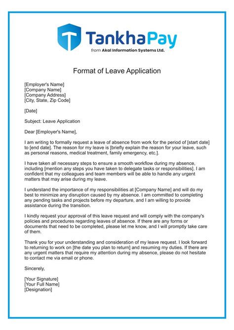 Leave Application For Office School And College Format And Samples