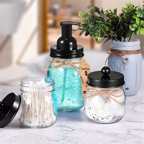 Rustic Farmhouse Apothecary Jars Bathroom Organizer