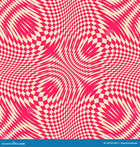 Pink Psychedelic Vector Seamless Pattern With Optical Illusion Distortion Stock Vector