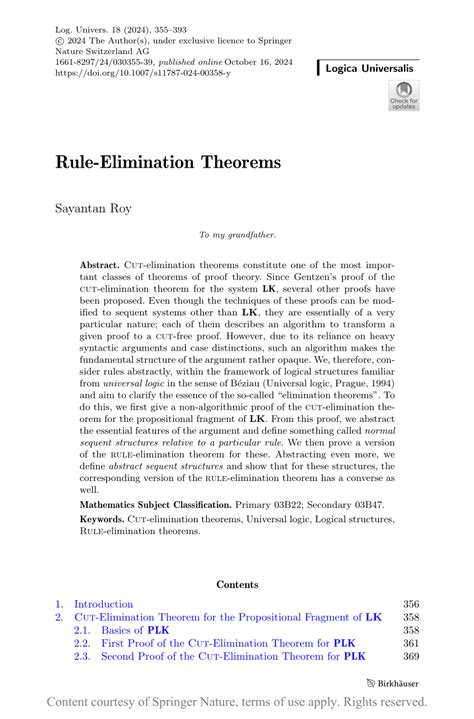 Rule Elimination Theorems