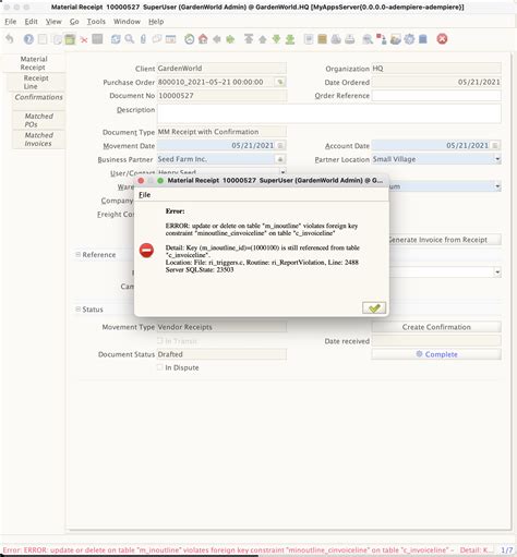 Bug Report Error When Try Delete A Material Receipt Created From Invoice · Issue 3465