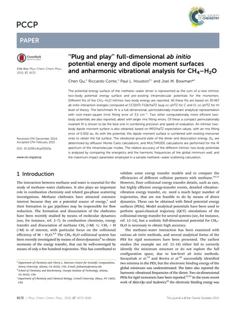 Pdf Plug And Play Full Dimensional Ab Initio Potential Energy And