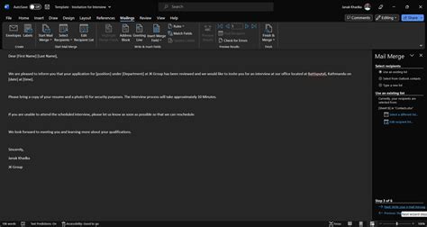 how to use mail merge feature in microsoft word to send bulk emails