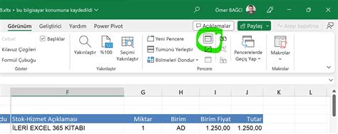 excel sayfaları böl Özelliği nasıl kullanılır