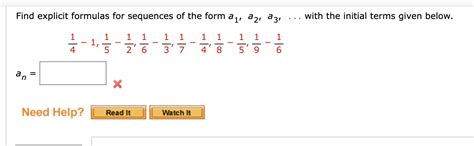 Solved Find Explicit Formulas For Sequences Of The Form