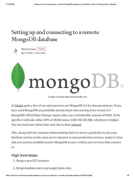 Setting Up And Connecting To A Remote Mongodb Database By Mithilesh Said Founding Ithaka