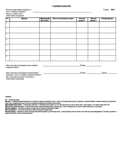 Формулар за циљеве НОВИ Pdf