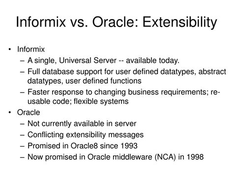 PPT Informix IDS Vs Oracle A Competitive Comparison PowerPoint Presentation ID