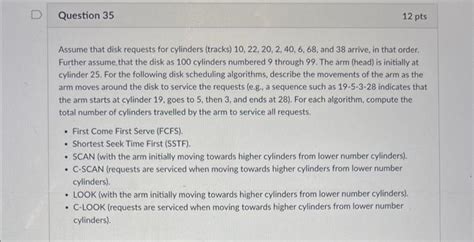 Solved Assume That Disk Requests For Cylinders Tracks
